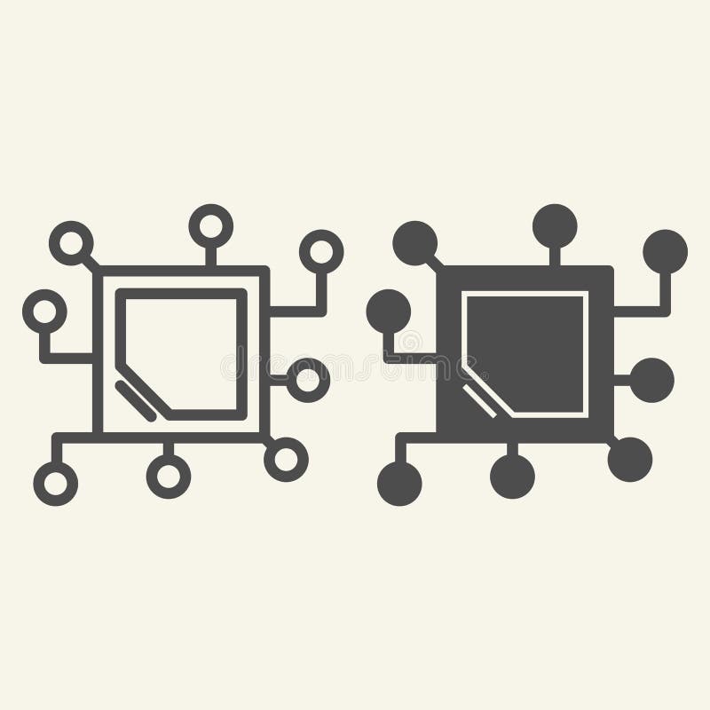 Cpu Chip Line and Glyph Icon. Processor Vector Illustration Isolated on ...
