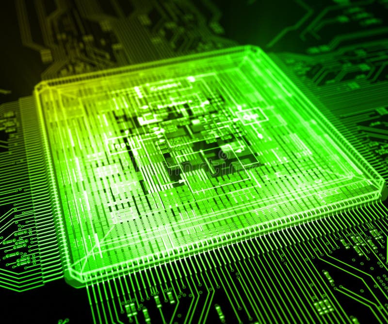 The Memory Chips on the Motherboard. Stock Illustration - Illustration ...