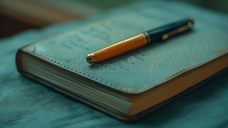 Memory Diary and Pen Close Up Stock Illustration - Illustration of ...