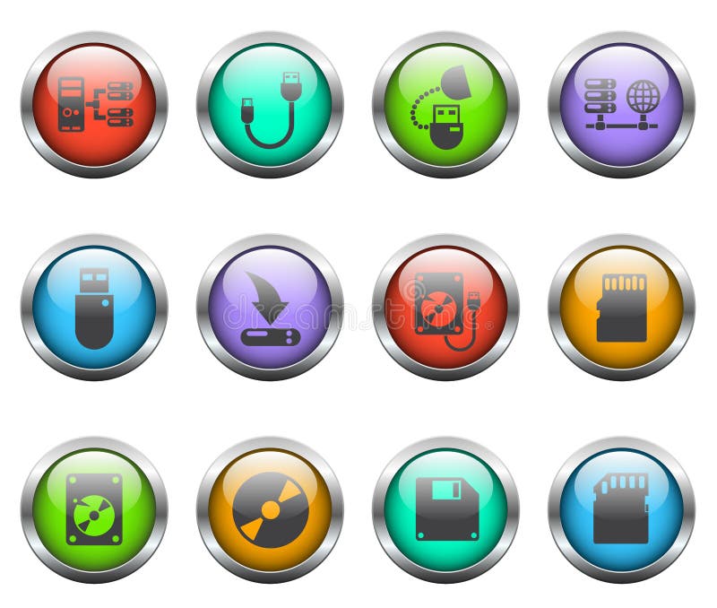 Memory drives icon set stock illustration. Illustration of vector ...