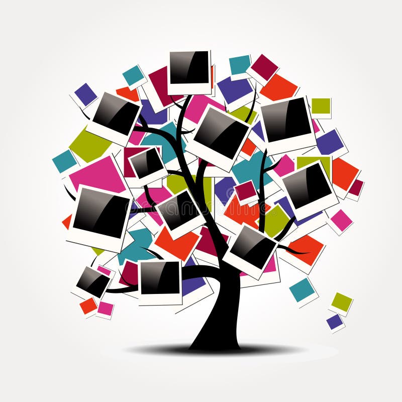 Memory Family Tree with Polaroid Photo Frames Stock Vector ...