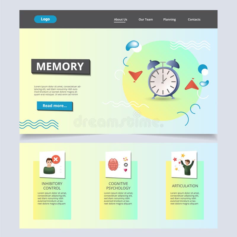 Memory Flat Landing Page Website Template. Inhibitory Control ...