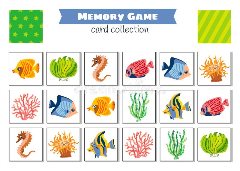 Memory Game with Cartoon Fish. a Vector Stock Vector - Illustration of ...