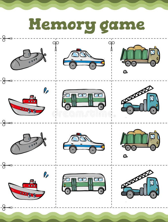 Memory Game. Educational Game for Children. Cartoon Vector Illustration ...