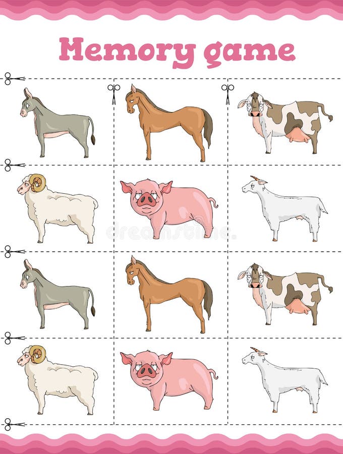 Memory Game Education Games with Three Little Pigs. Preschool or ...