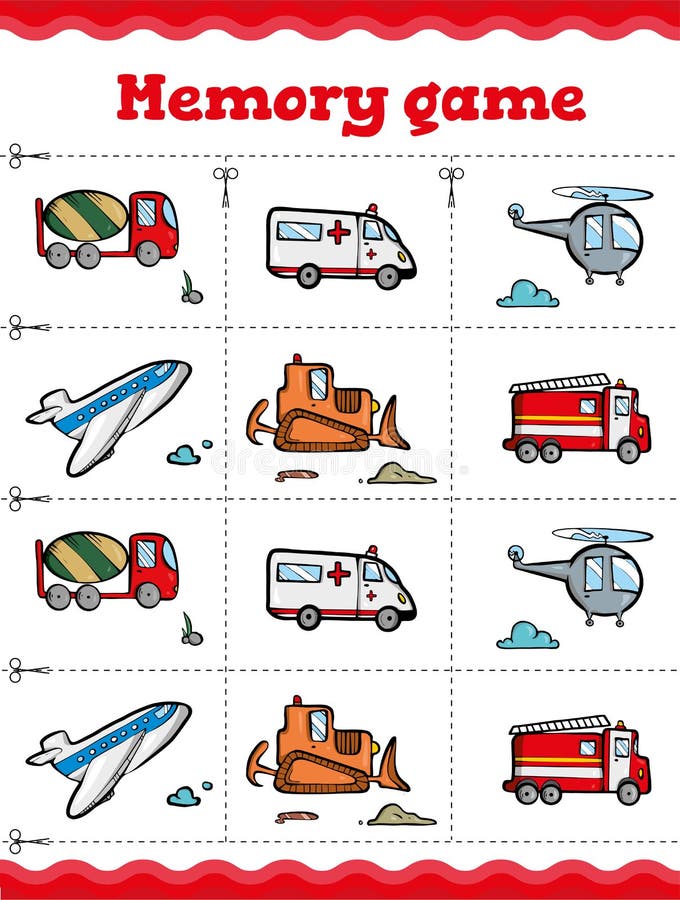 Memory Game. Educational Game for Children. Cartoon Vector Illustration ...