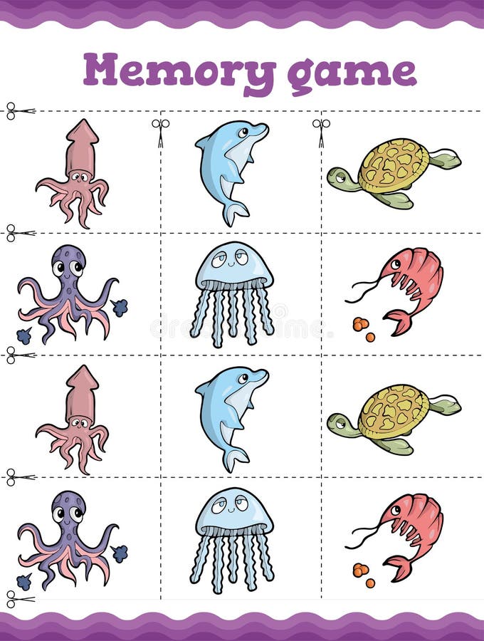 Memory Game. Educational Game for Children. Cartoon Vector Illustration ...