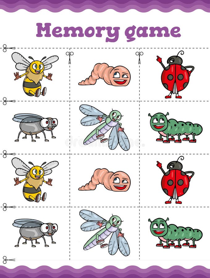 Memory Game. Educational Game for Children. Cartoon Vector Illustration ...