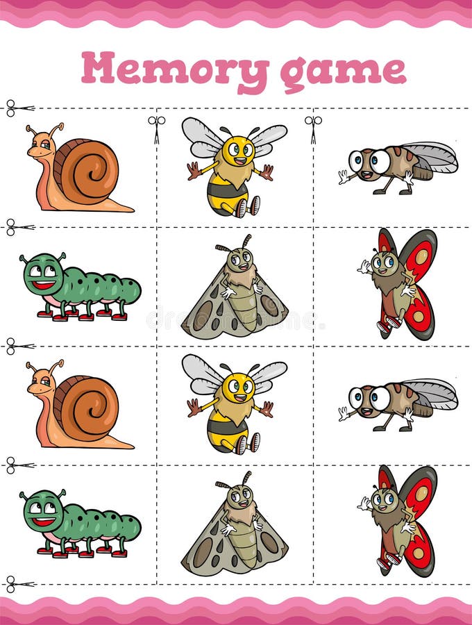 Memory Game. Educational Game for Children. Cartoon Vector Illustration ...