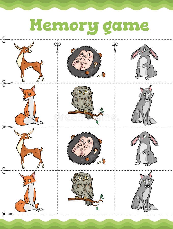 Memory Game. Educational Game for Children. Cartoon Vector Illustration ...