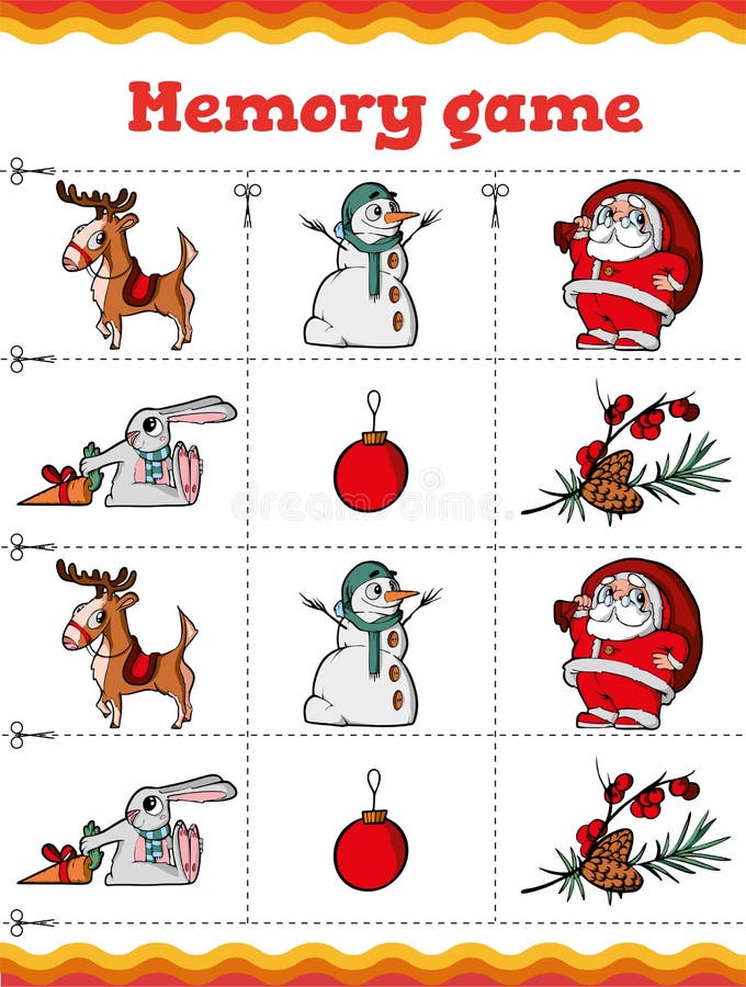 Memory Game. Educational Game for Children. Cartoon Vector Illustration ...