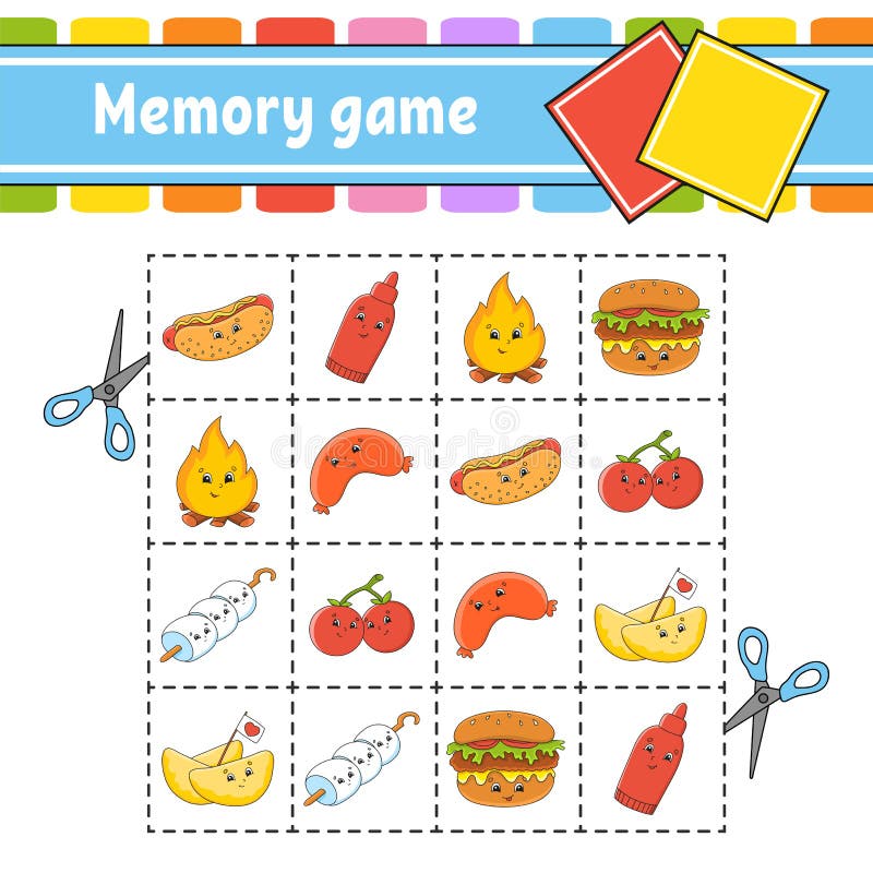 Memory Game for Kids. Education Developing Worksheet. Activity Page ...