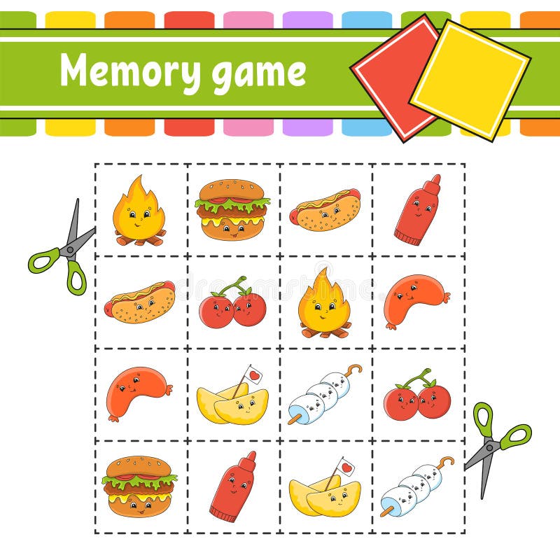 Memory Game for Kids. Education Developing Worksheet. Activity Page ...