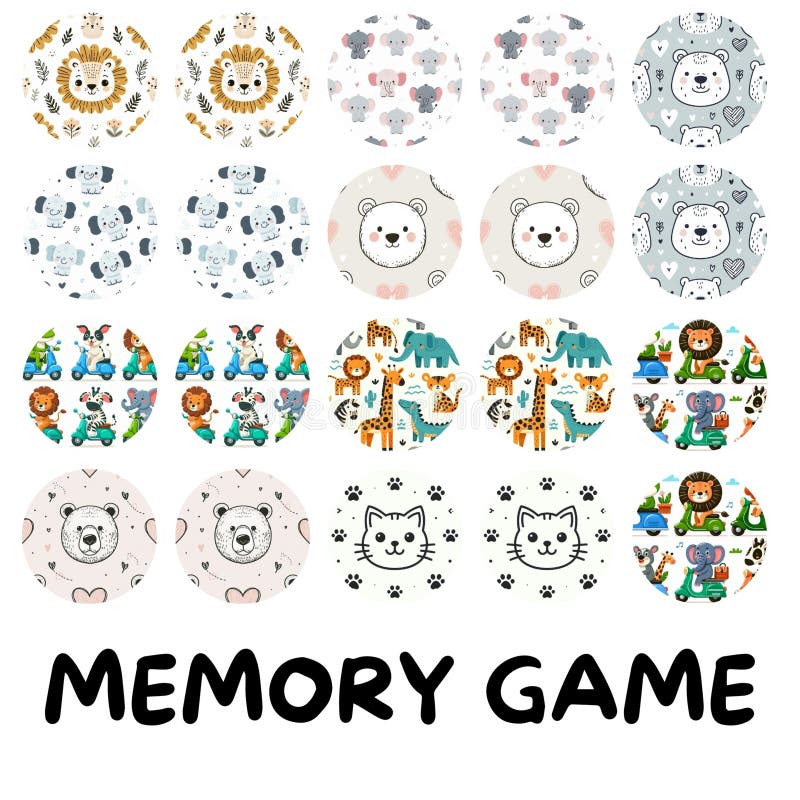 Memory games animals stock illustration. Illustration of adorables ...