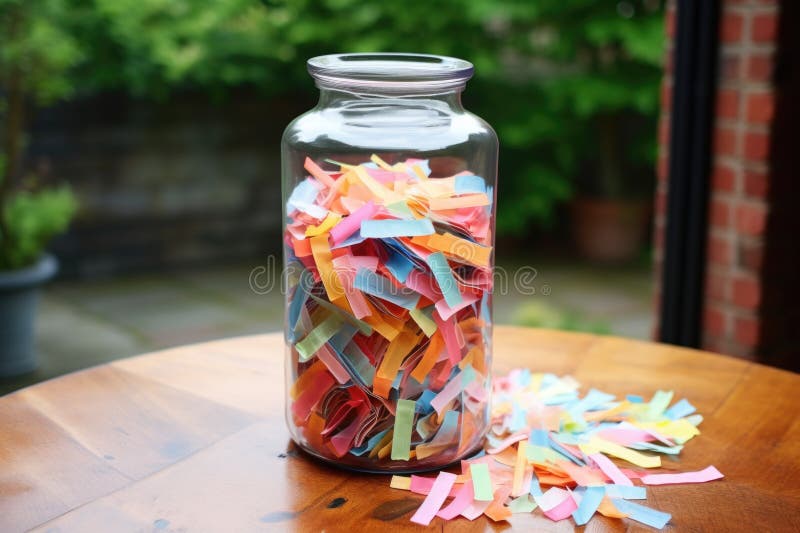Memory Jar Filled with Colourful Slips of Paper Stock Photo - Image of ...