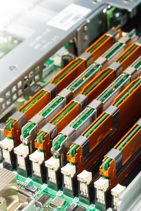 Memory Module in System Board, Closeup Stock Photo - Image of raid ...