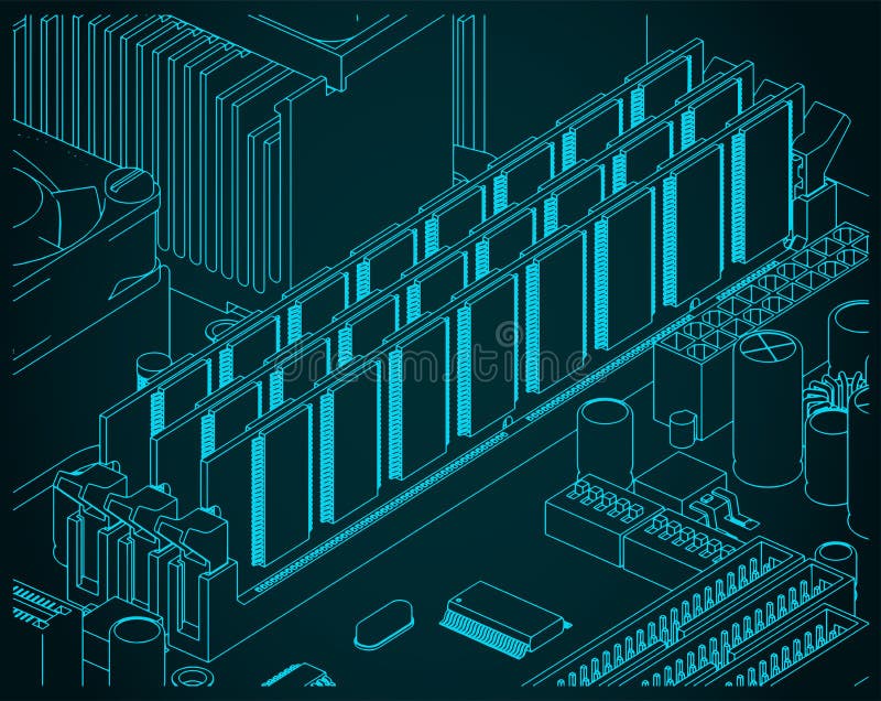 Memory modules close up stock vector. Illustration of engineering ...