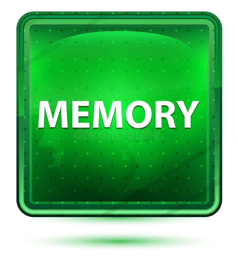 Memory Neon Light Green Square Button Stock Illustration - Illustration ...