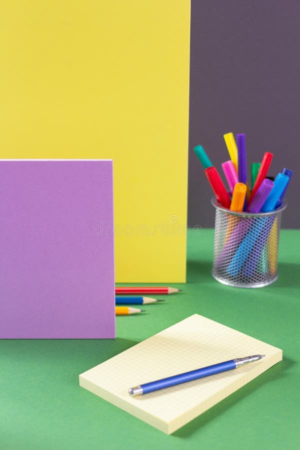 Memory Paper and School Supplies on Table. Back To School Concept Stock ...