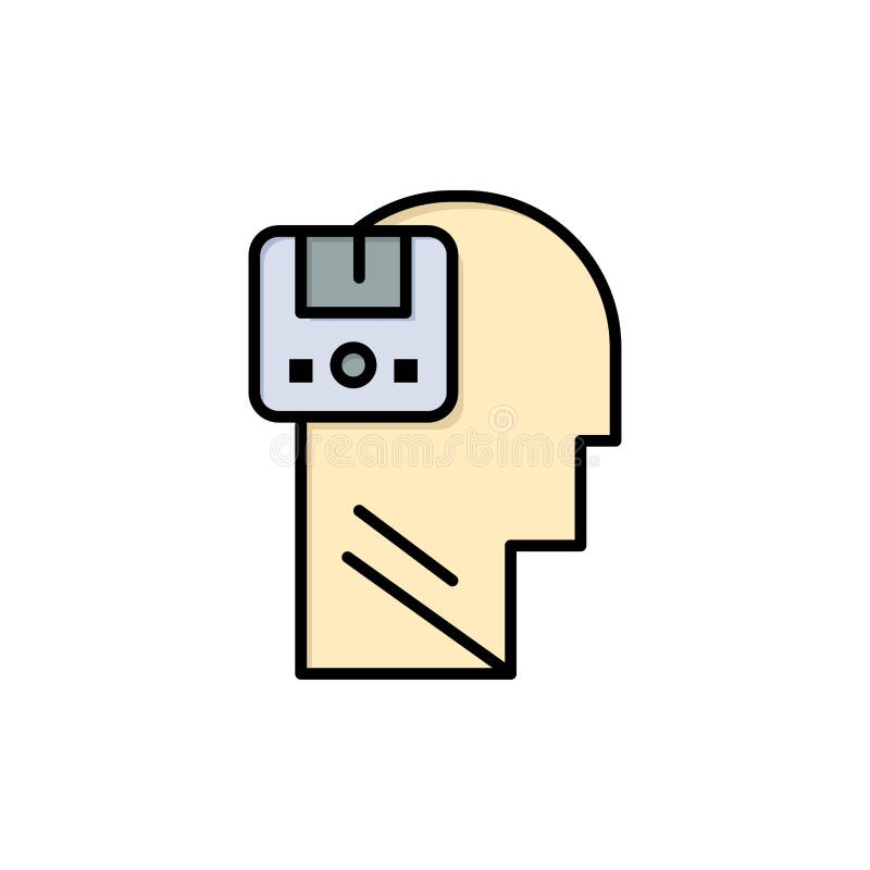 Memory, Save, Data, User, Male Flat Color Icon. Vector Icon Banner ...