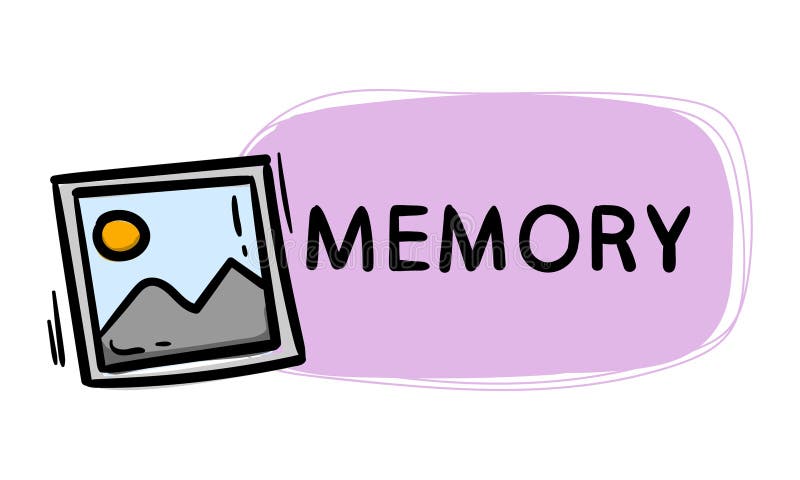 Memory. Simple Vector Sticker with Photo Icon and Text. Editable Hand ...
