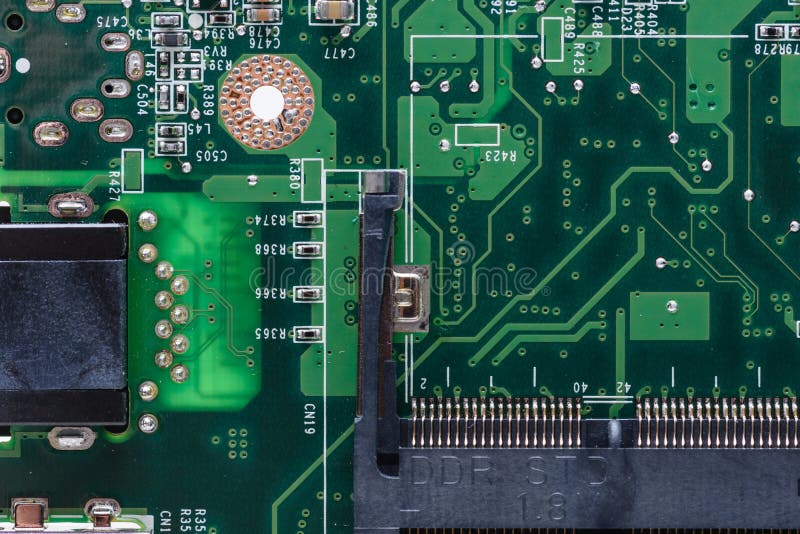 Memory slot and circuits stock photo. Image of macro - 91882708