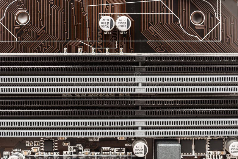 Memory Slots on Computer Mainboard Stock Photo - Image of integrated ...