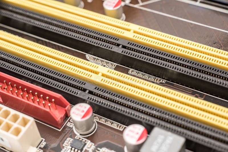 PCI Connector Slots on Motherboard Stock Photo - Image of circuit ...