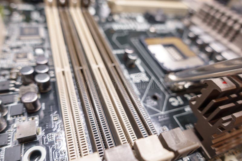 Memory Slots and Motherboard Stock Photo - Image of technology ...