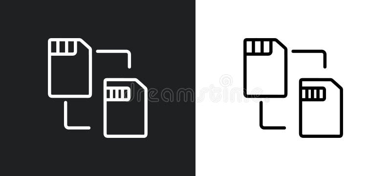 Memory Transfer Outline Icon in White and Black Colors. Memory Transfer ...