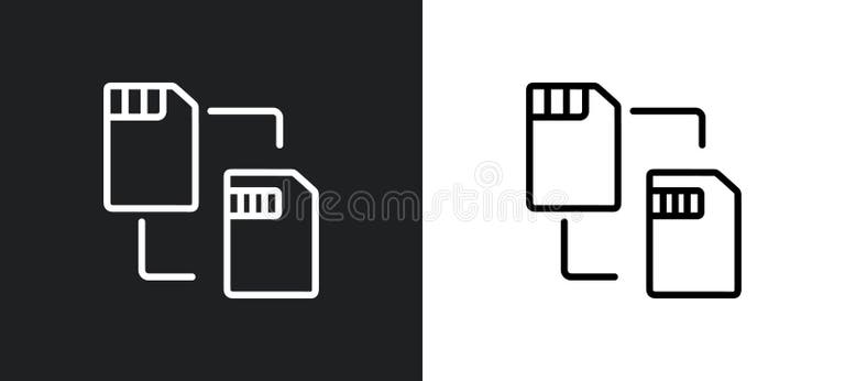 Memory Transfer Outline Icon in White and Black Colors. Memory Transfer ...