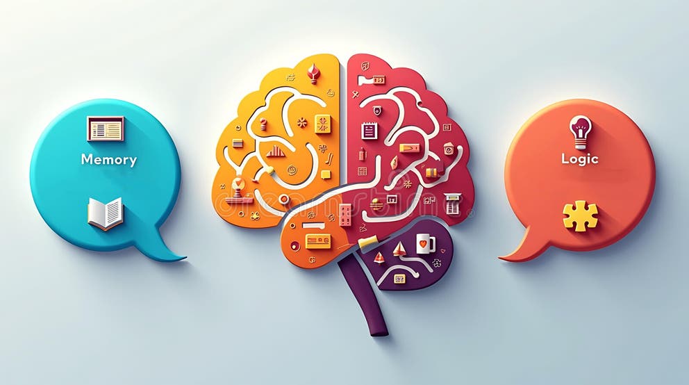 Memory Vs Reasoning Concept Diagram of the Two Parts of the Brain Stock ...