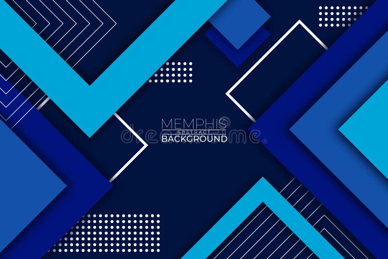 Memphis Abstract Background Design with Light Blue and Dark Blue Color ...