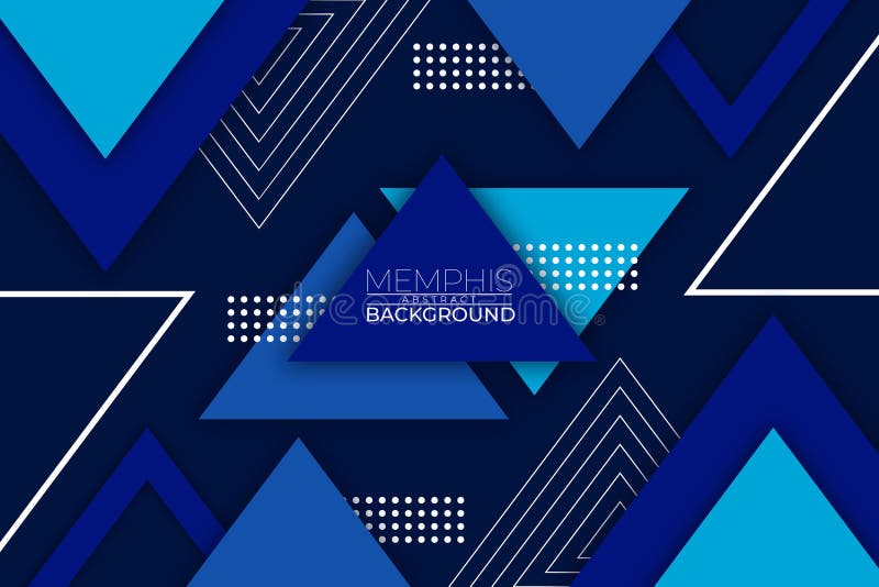 Memphis Abstract Background Design with Light Blue and Dark Blue Color ...