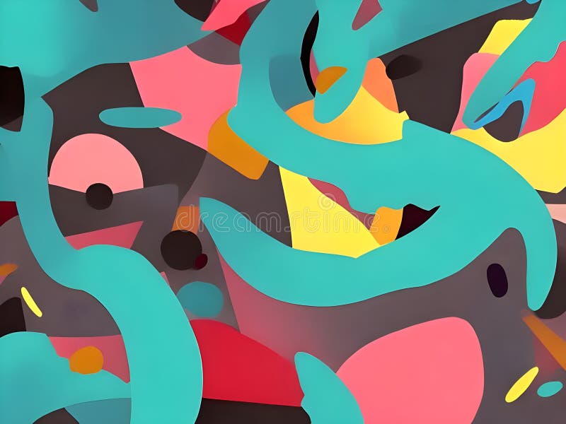 Memphis Abstract Background for Wallpaper. Fluid Shapes Composition ...