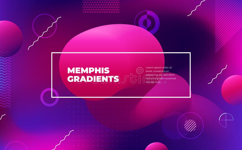 Memphis Abstract Color Background Design. Fluid Gradient Shapes ...