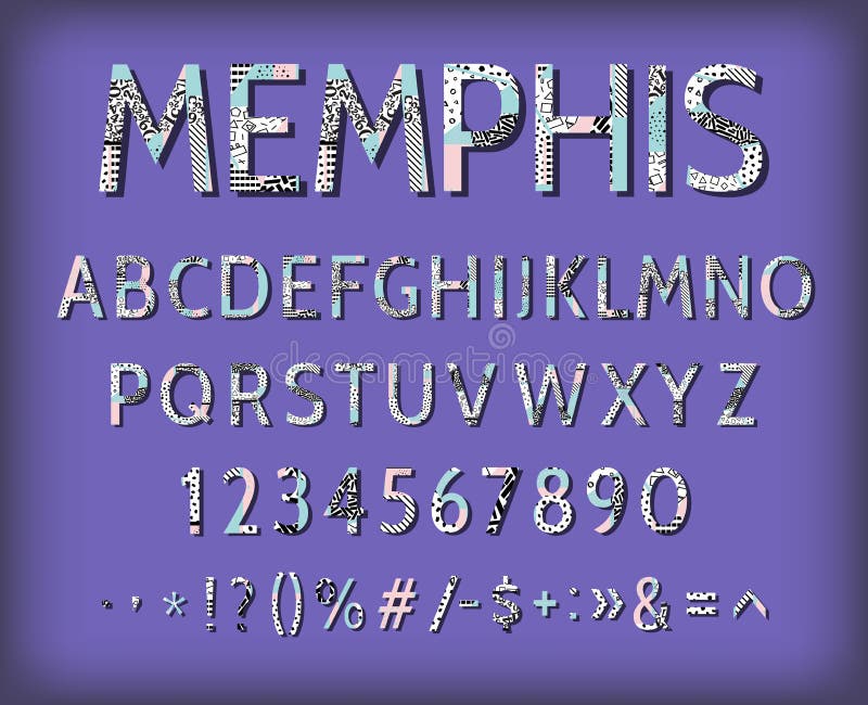 Memphis Alphabet Set of Letters and Numbers Stock Illustration ... Memphis Alphabet Set of Letters and Numbers Stock Illustration ...