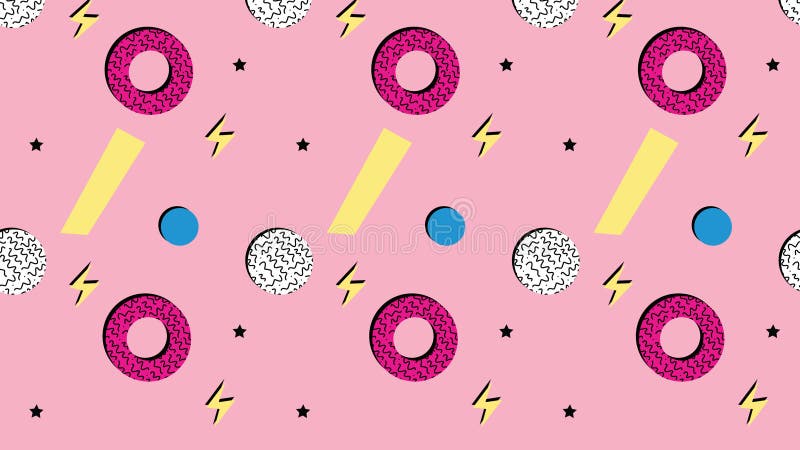 Memphis Background Retro Background with Different Color Figures Stock ...