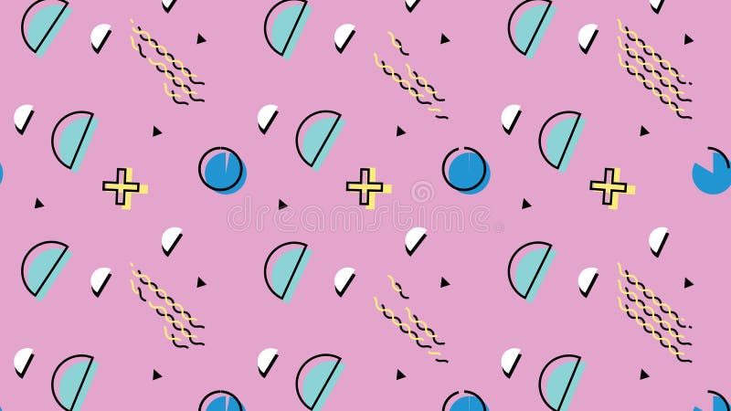 Memphis Background Retro Background with Different Color Figures Stock ...