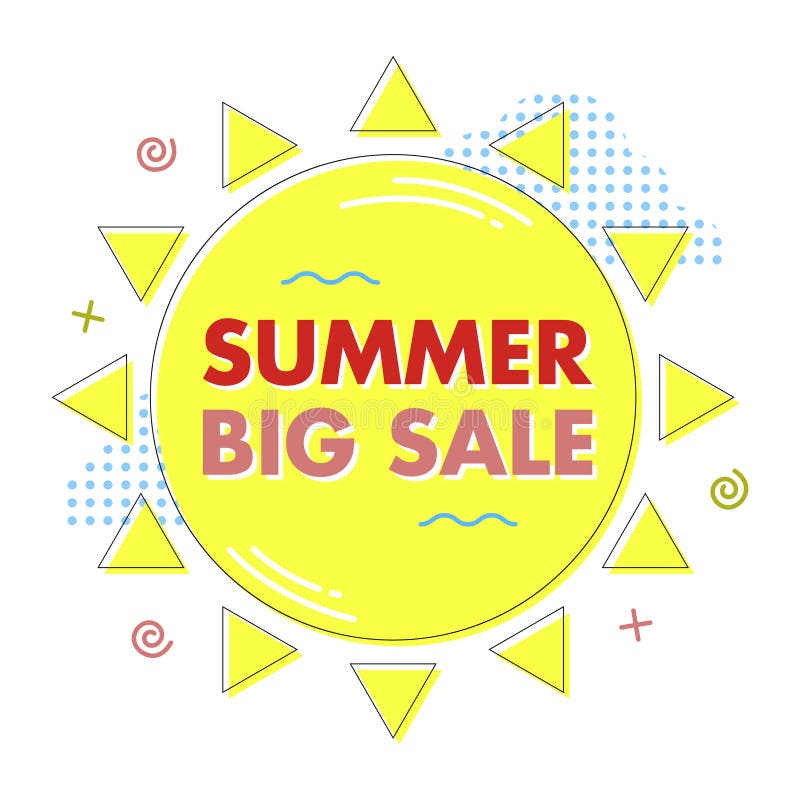 Summer Big Sale Sticker in Memphis Style Stock Vector - Illustration of ...