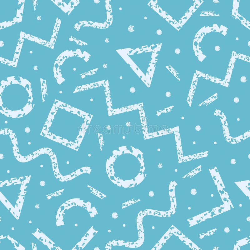 Memphis Blue Pattern Minimal Geometric Background Stock Illustration ...