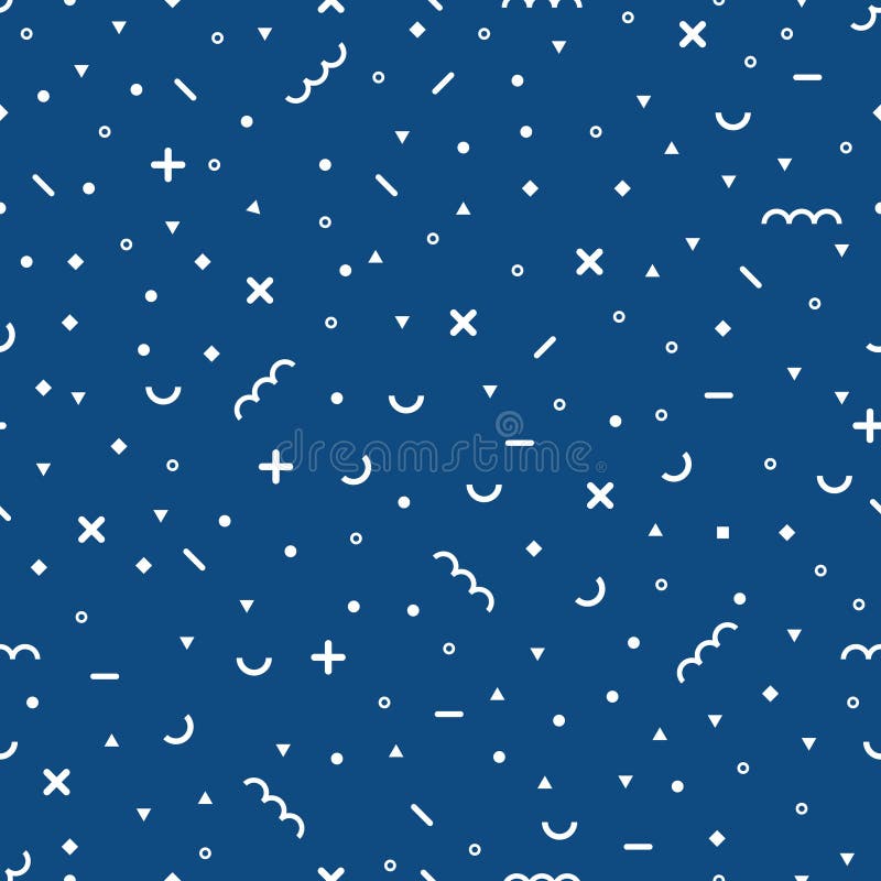 Memphis Blue Pattern Minimal Geometric Background Stock Illustration ...