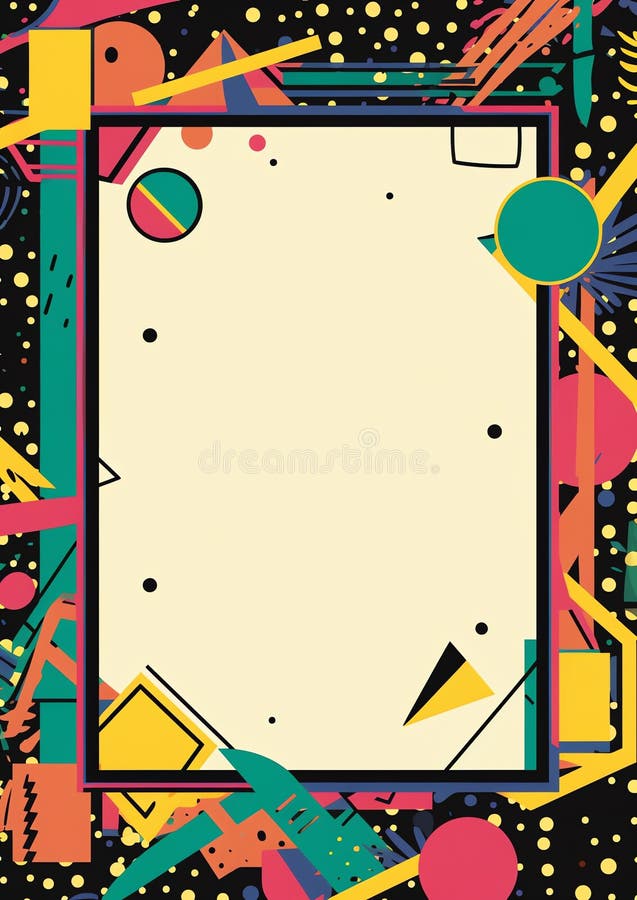 Memphis Design Inspired Frame 80s Retro Nostalgic Stock Illustration ...