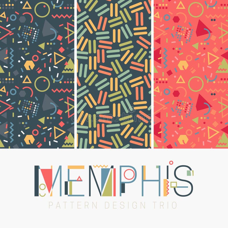 Memphis Design Pattern Set Sem Emenda Ilustração do Vetor - Ilustração ...