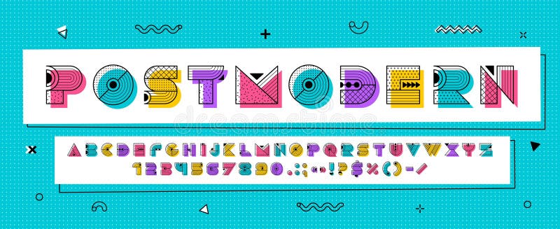 Memphis Font, Offset Typography Geometric Type Stock Vector ...