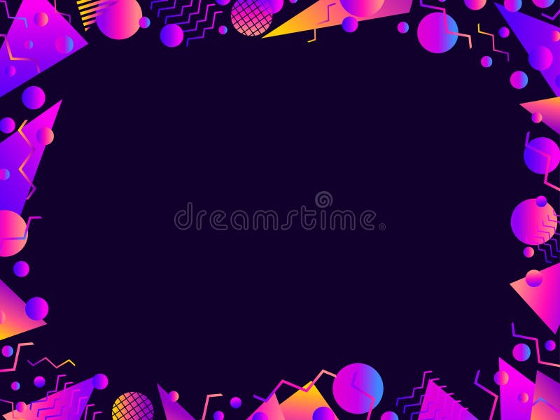 Memphis Geometric Frame. Border Design with Geometric Shapes in 80s ...