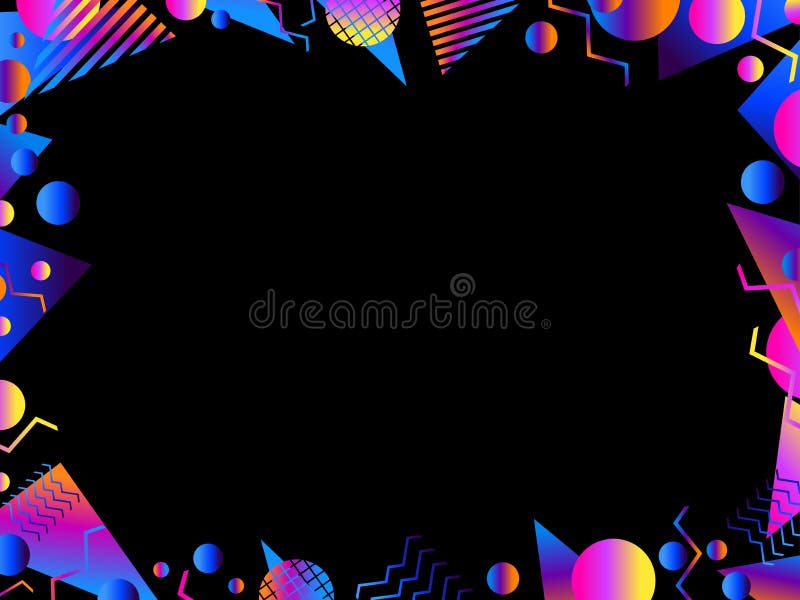 Memphis Geometric Frame. Border Design with Geometric Shapes in 80s ...