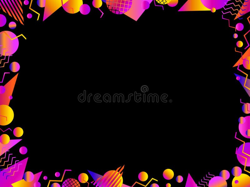 Memphis Geometric Frame. Border Design with Geometric Shapes in 80s ...