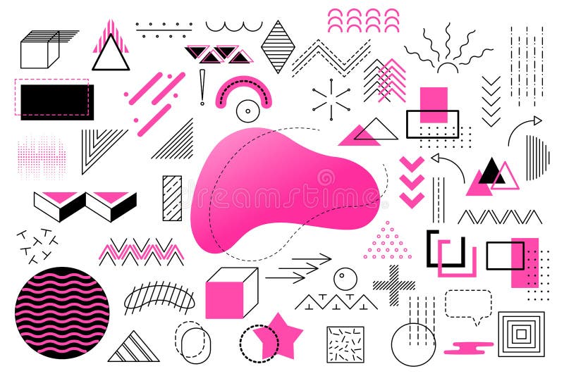 Memphis Geometric Pink Elements for Design. Vector Illustration for Web ...