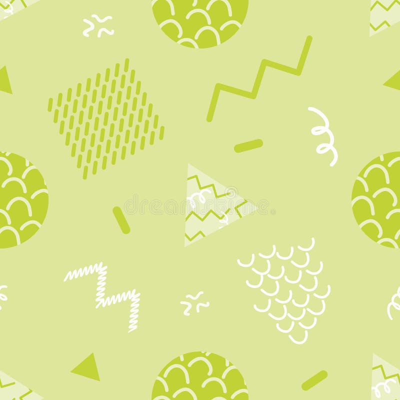 Memphis Geometric Shapes Vector Abstract Seamless Pattern Background ...